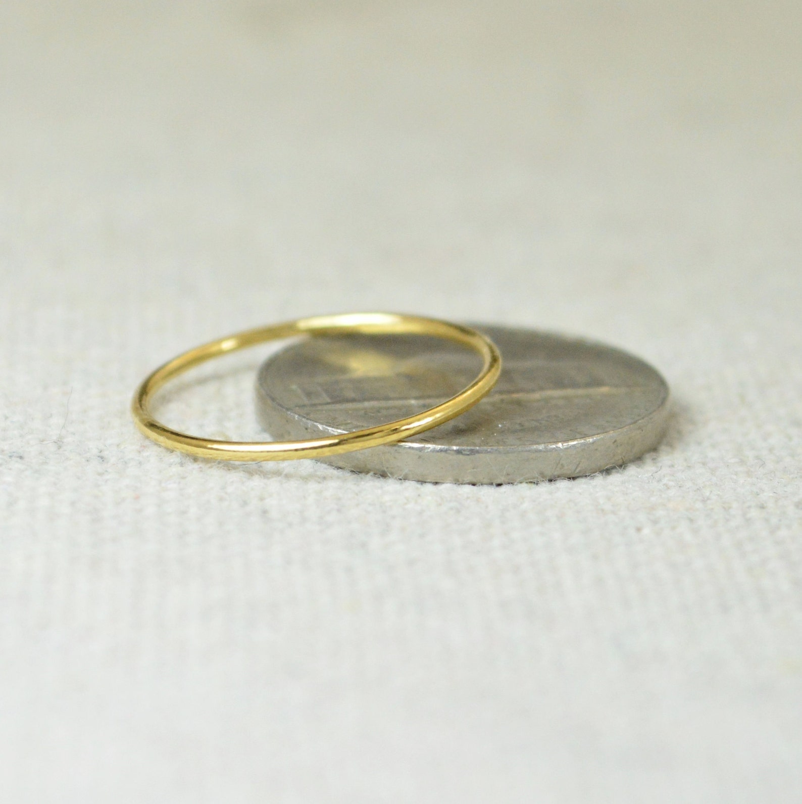 22k Solid Yellow Gold Round Ring Thin Round 22k Gold Ring - Etsy