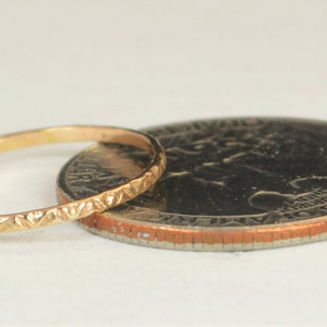 14k Gold Bohemian Ring, Rustic Wedding Ring, Thin Gold Ring, Dainty 14k ...