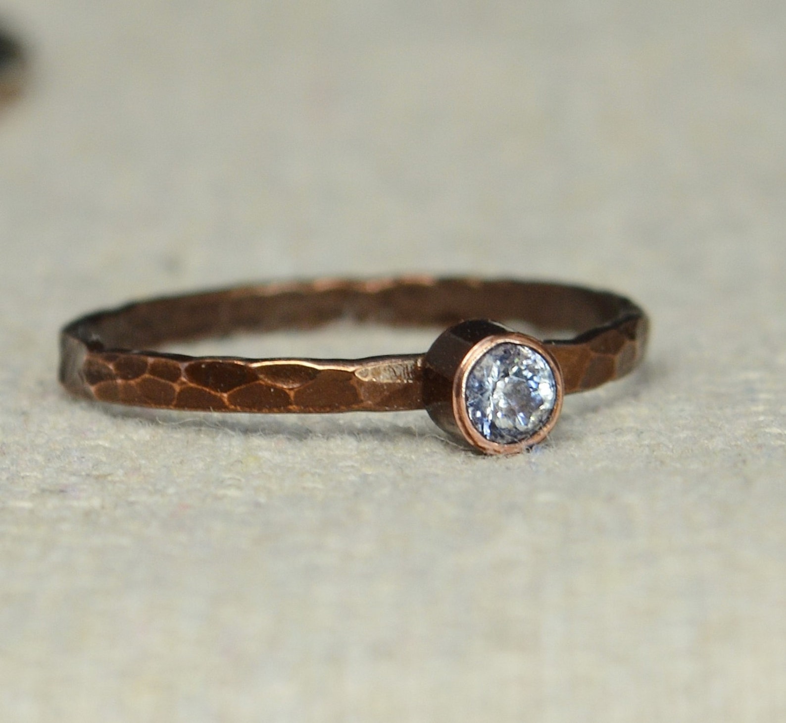 Bronze Copper CZ Diamond Ring Classic Size Stackable Rings | Etsy
