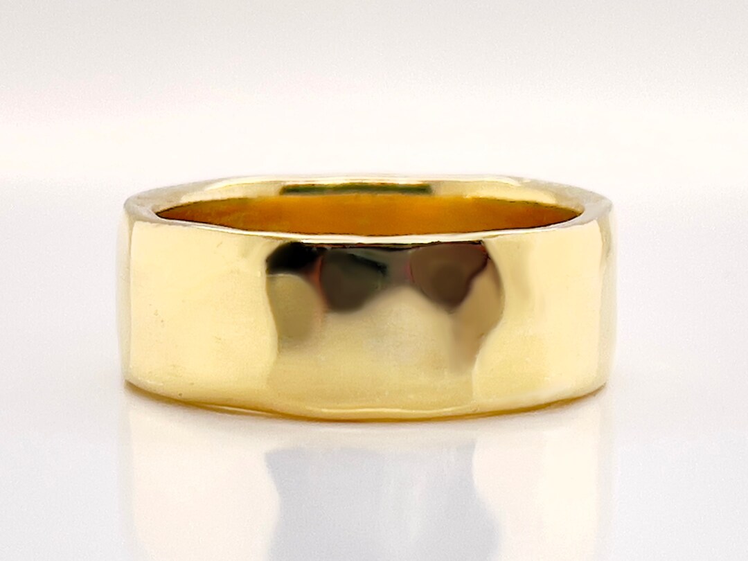 8mm Wide Solid Gold Hammered Wedding Band, Choose 10k, 14k, 18k, or 22k ...