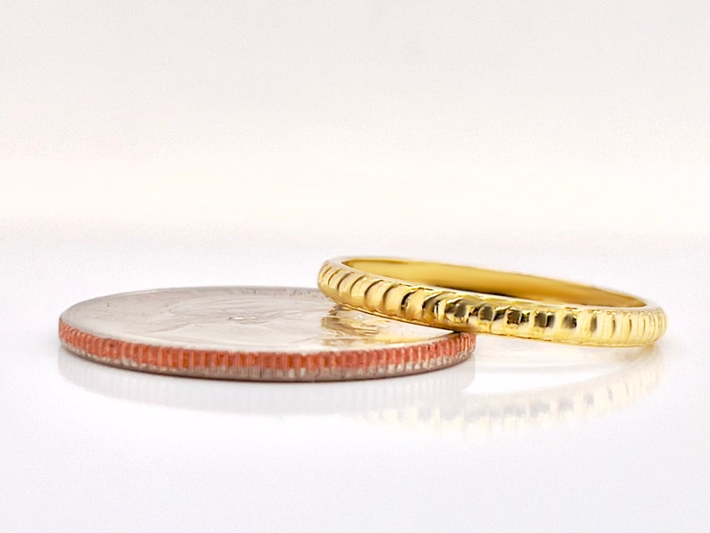Solid Gold Coin Edge Pattern Ring 2.5mmbohemian Rustic - Etsy