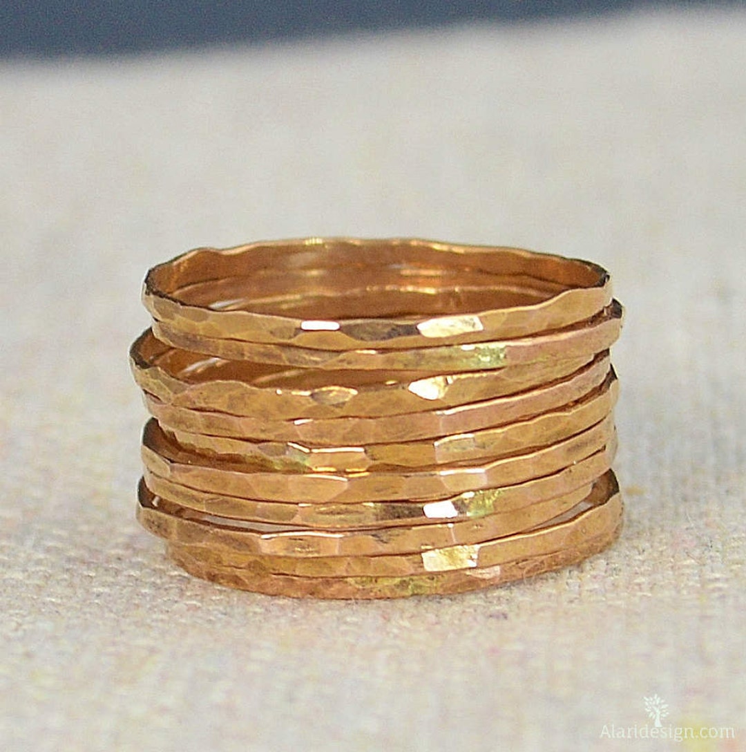 Set of 10 Super Thin 14k Rose Gold Rings, 14k Rose Gold Filled, Rose ...