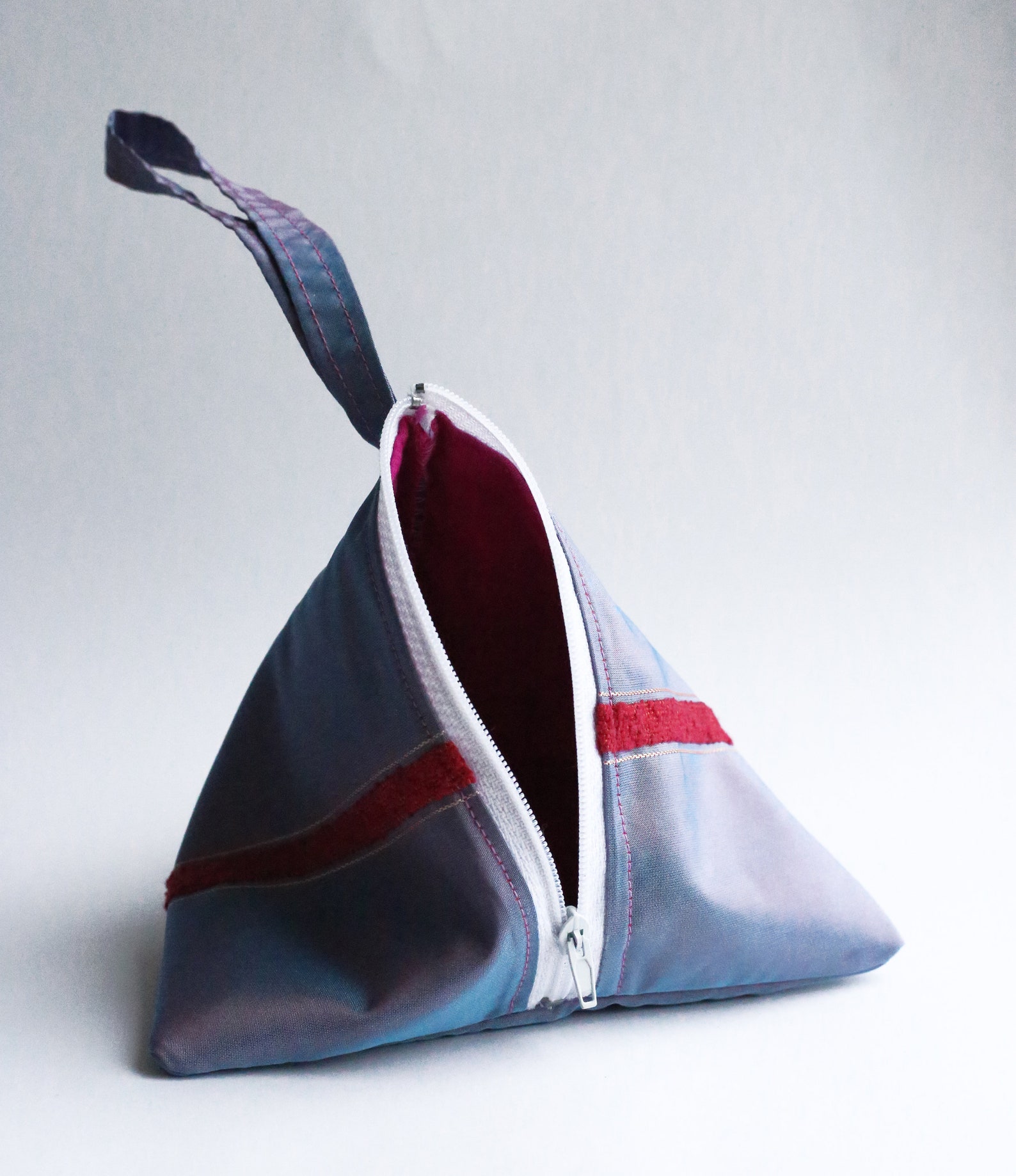 Pyramid Purse, Triangular Purse, Fabric Purse, Pyramid Pouch, Purple ...