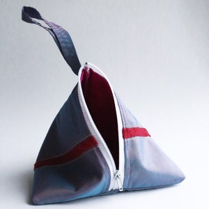 Pyramid Purse, Triangular Purse, Fabric Purse, Pyramid Pouch, Purple ...