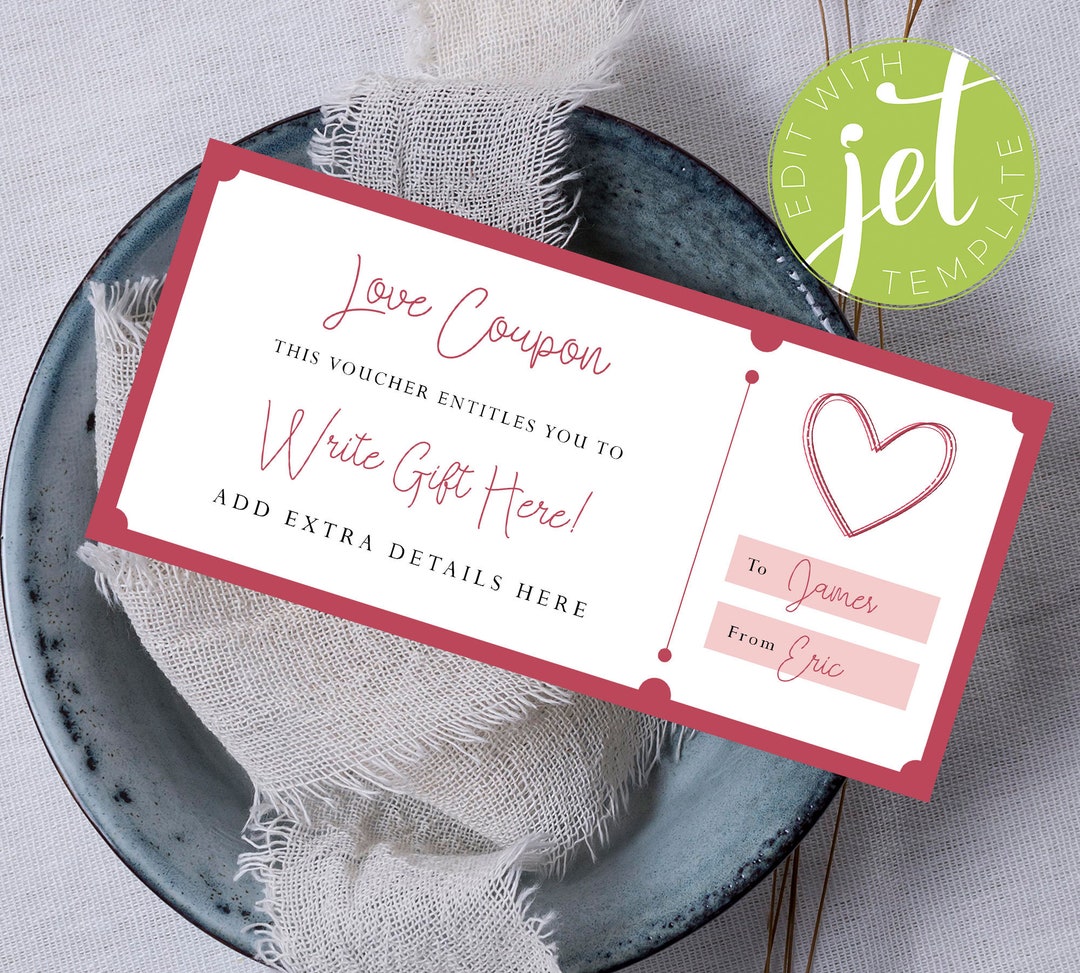 Editable Date Night Coupon, Valentine Day Gift Voucher, Love Coupon ...