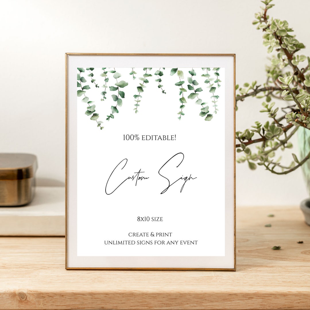 EDITABLE Party Custom Sign 8x10, Bridal Shower Sign Template, Wedding ...