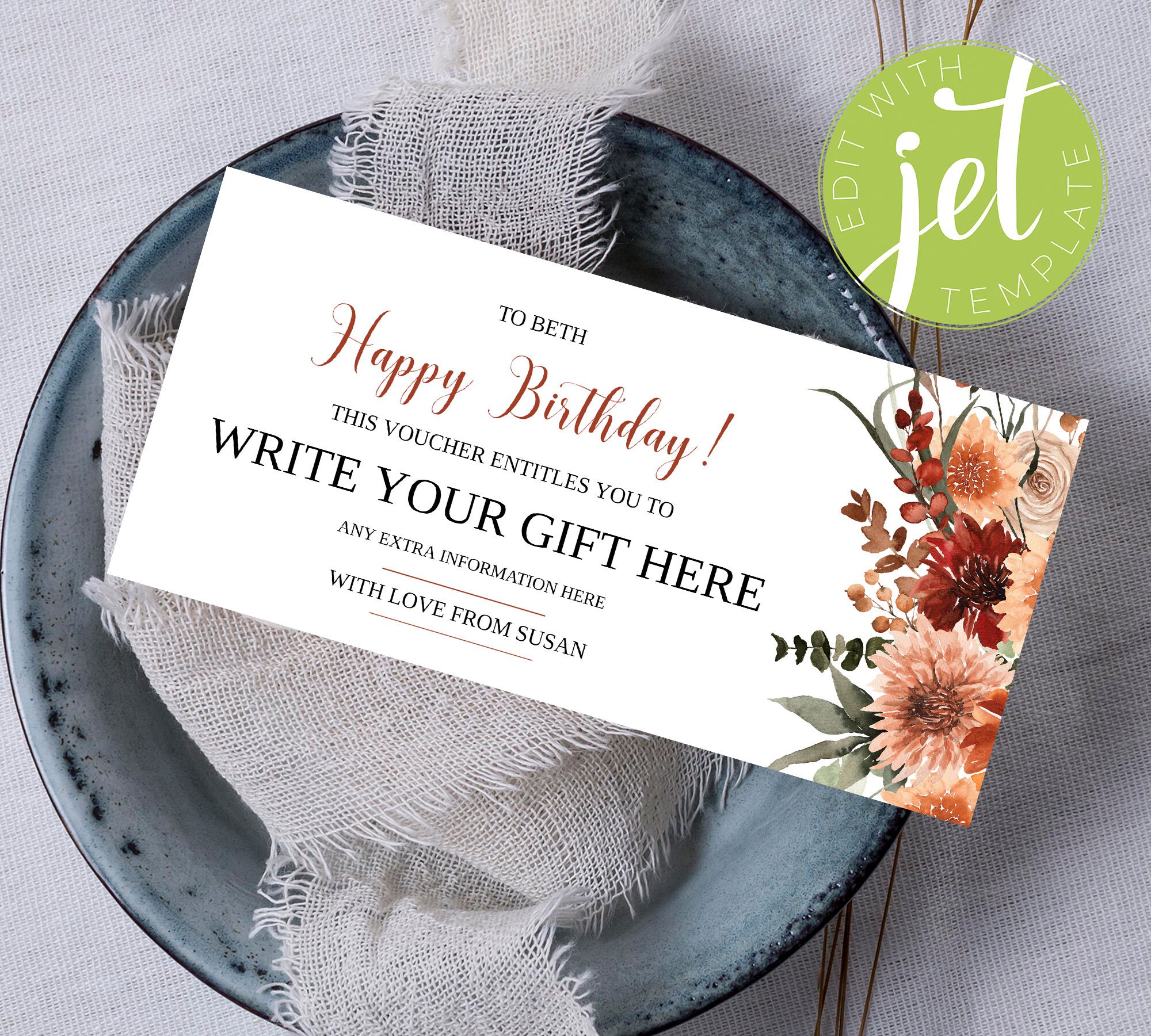 Editable Event Ticket Birthday Voucher Digital Gift Voucher - Etsy