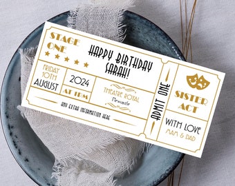 Editable Gift Voucher, Theatre Surprise Ticket, Valentines Gift Ticket ...