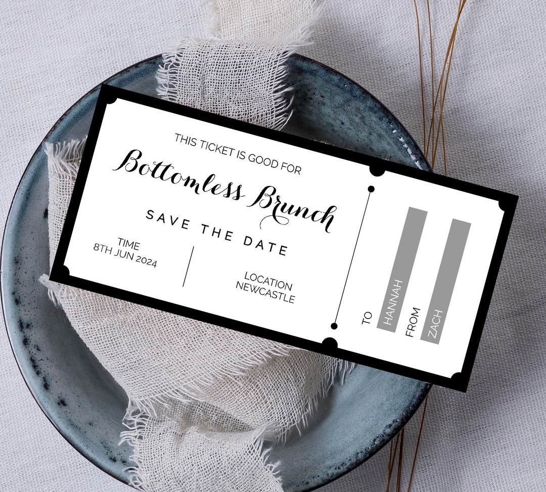 Editable Bottomless Brunch Gift Coupon, Instant Download, Digital Gift Voucher, Printable ...