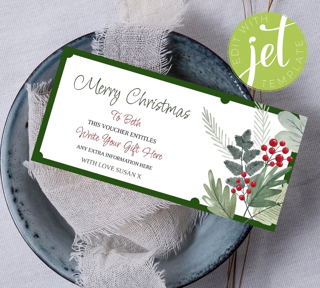 Editable Event Christmas Ticket, Print at Home Christmas Voucher ...