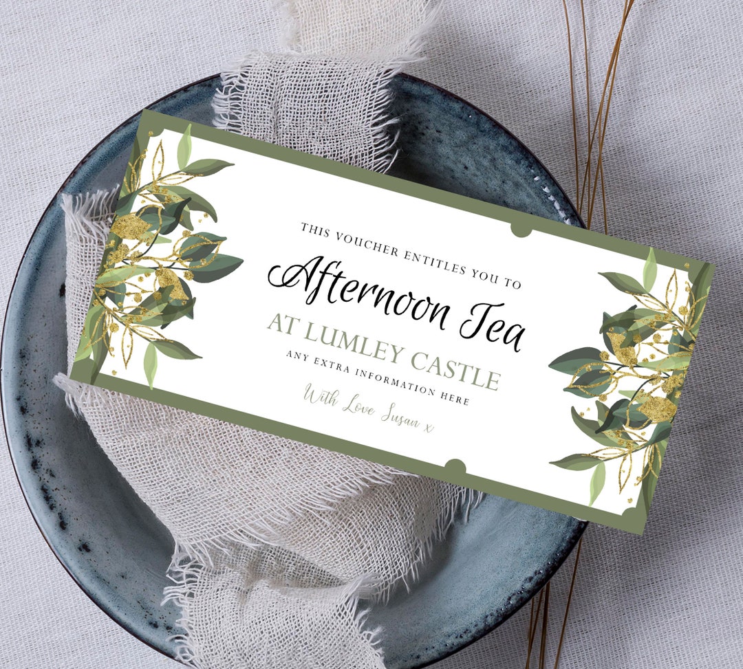 Editable Afternoon Tea Voucher, Day Out Surprise Gift Card, Christmas ...