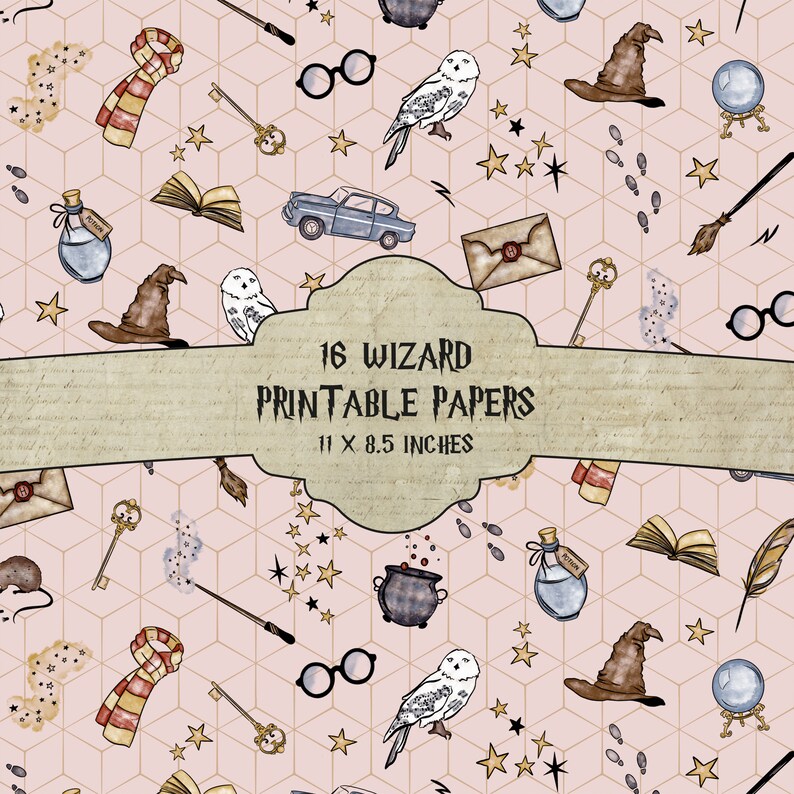 Wizard Pattern Pastel Digital Paper: Magic Junk Journal and Scrapbook ...