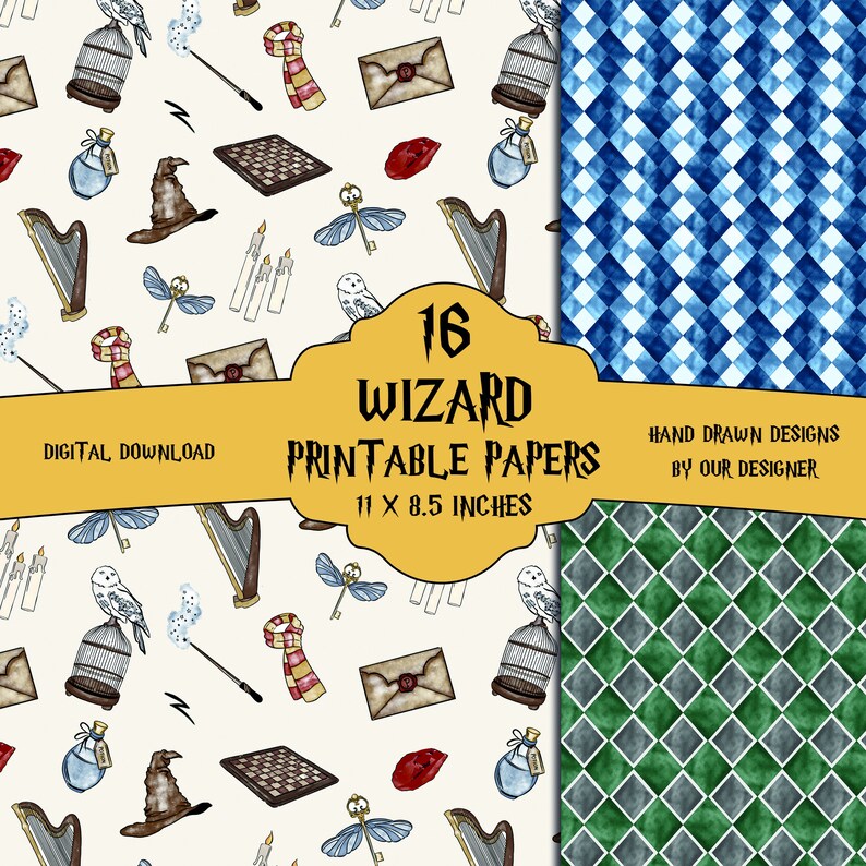 Wizard Pattern Digital Paper: Magic Junk Journal and Scrapbook Designs ...