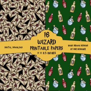 Wizard Pattern Digital Paper: Magic Junk Journal and Scrapbook Designs ...