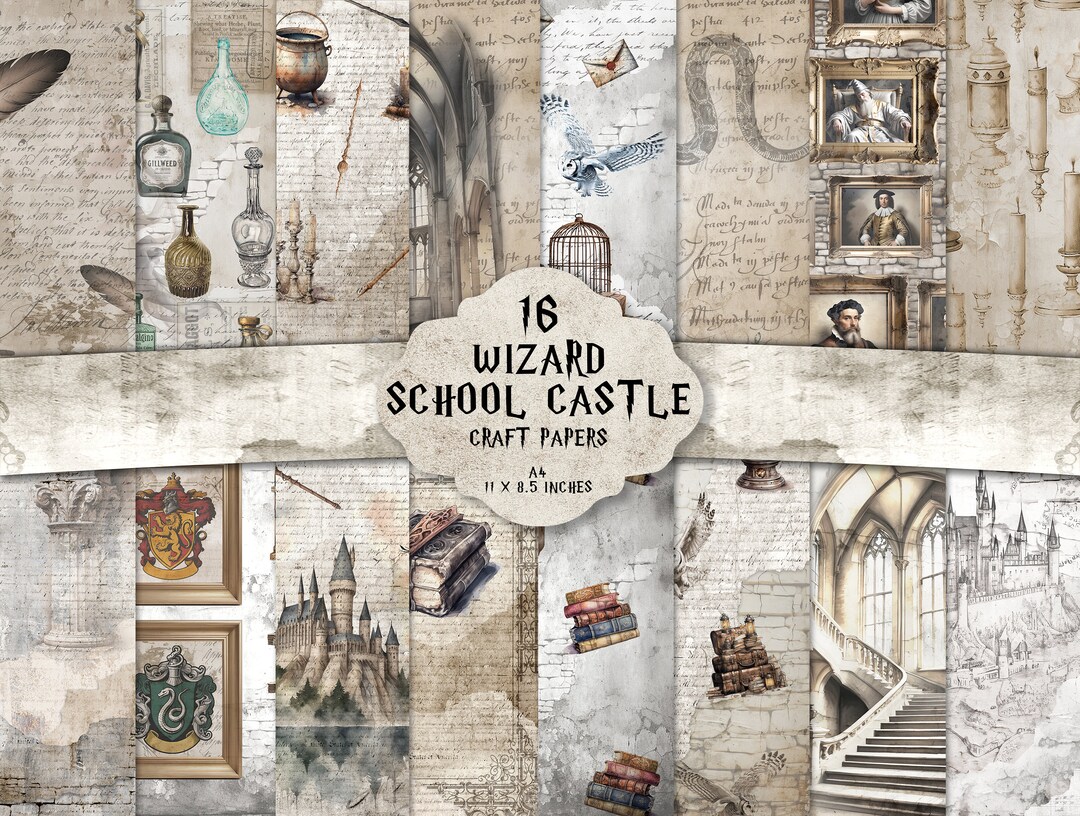 Wizard Castle Digital Paper: Magic Scrapbook Junk Journal Kit ...