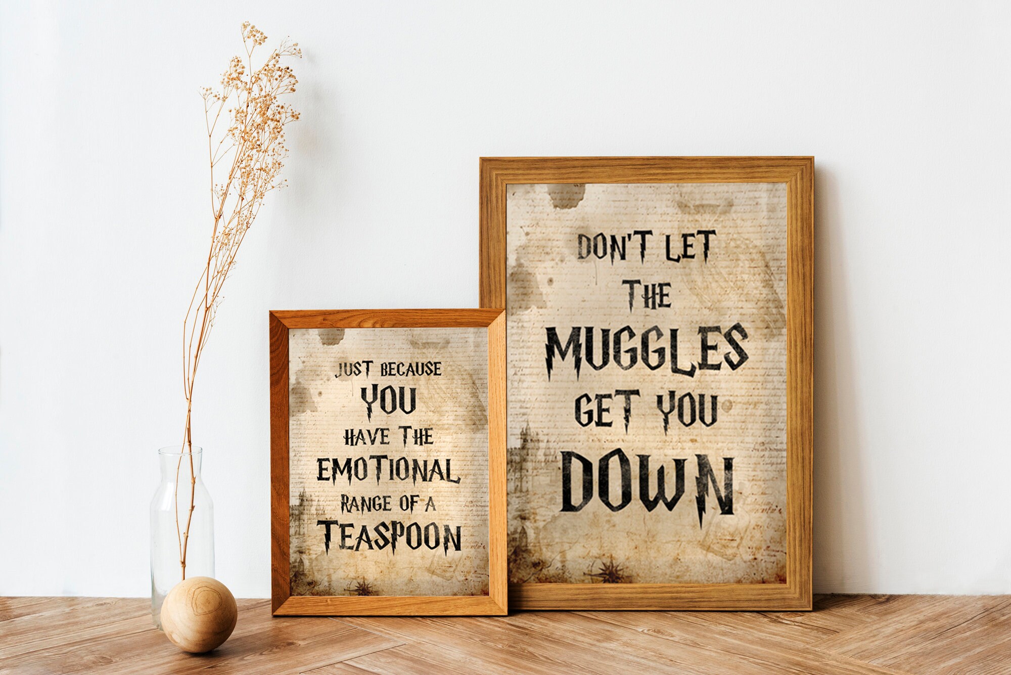 Set of 5, Wizard Wall Art Inspirational Quotes, Hand Drawn Vintage ...