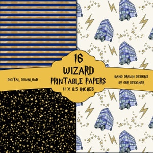 Wizard Pattern Digital Paper: Magic Junk Journal and Scrapbook Designs ...