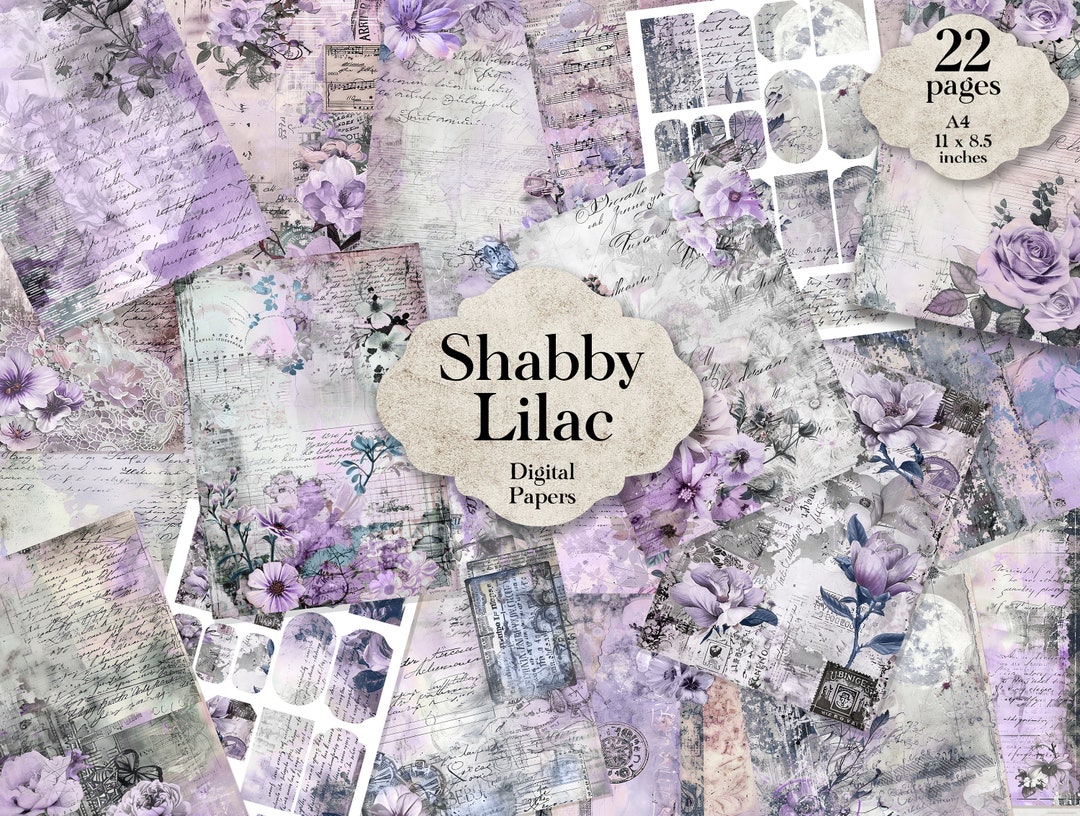 Shabby Lilac Floral Journal Pages: Printable Scrapbook Kit (digital ...