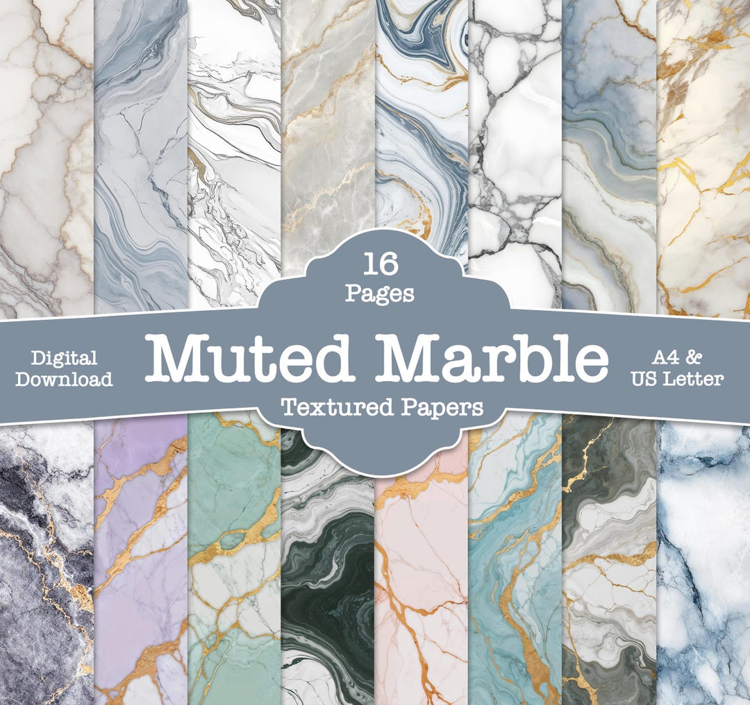 Muted Marble Textures Journal Pages: Printable Scrapbook Paper (digital ...