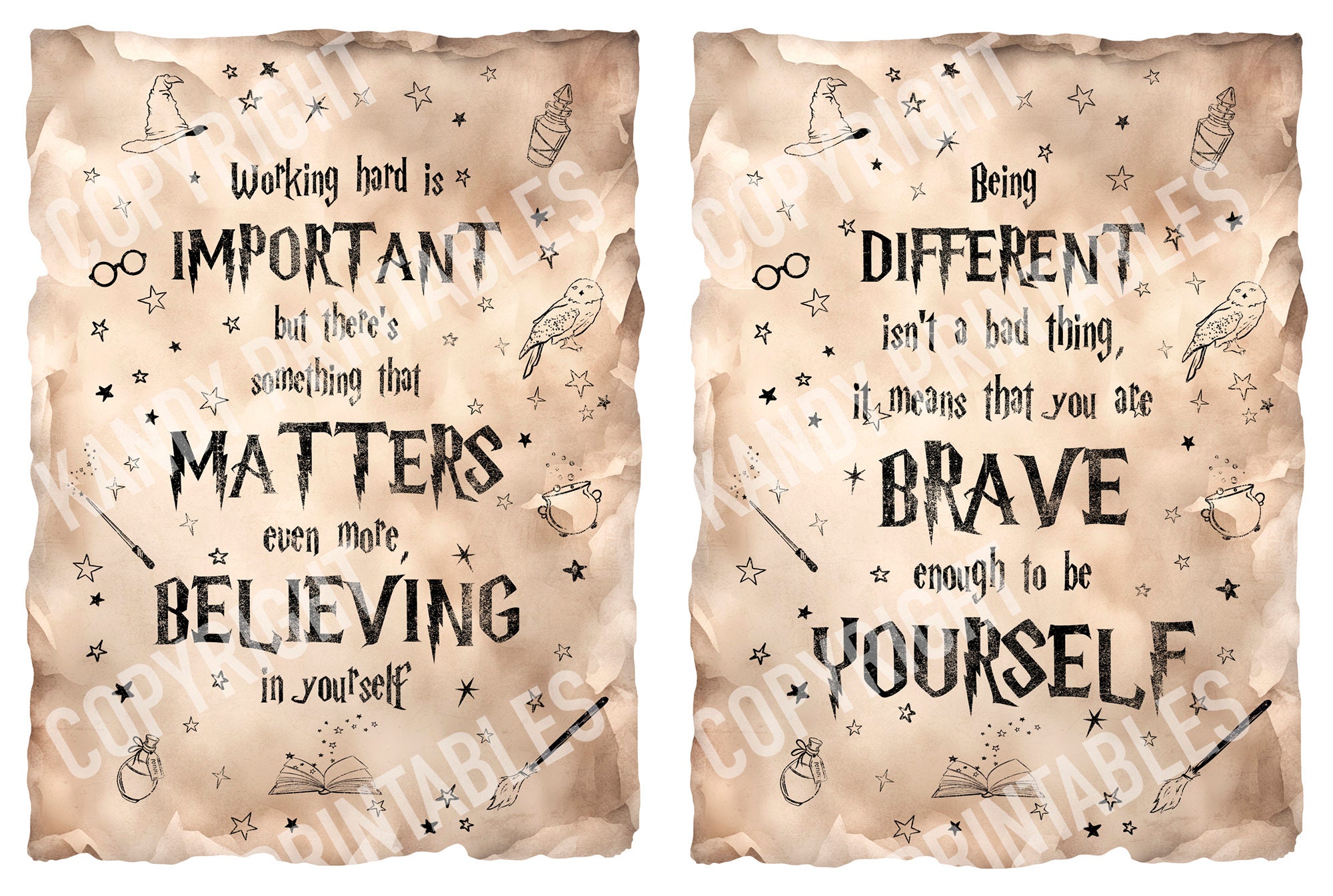 Wizard Inspirational Quotes Wall Art Prints, Set of 6 (digital Download ...