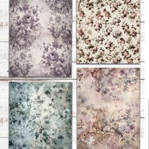 Vintage Floral Journal Pages: Shabby Chic Scrapbook Paper (digital ...