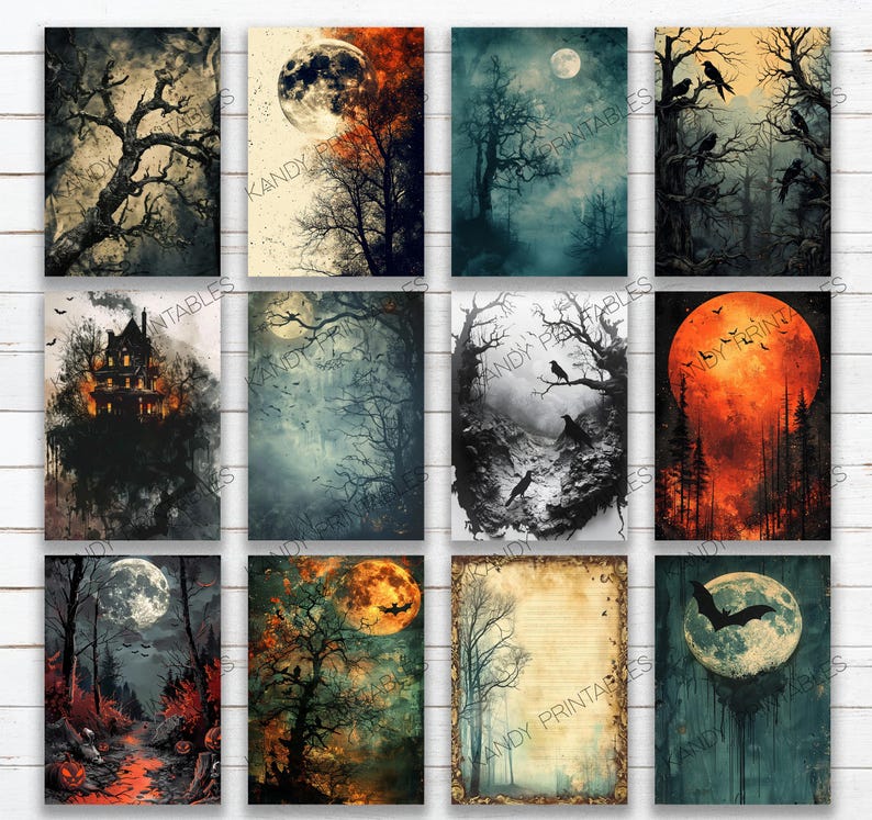 Haunted Forest Junk Journal - 50 Pages: Scrapbook Halloween (digital ...