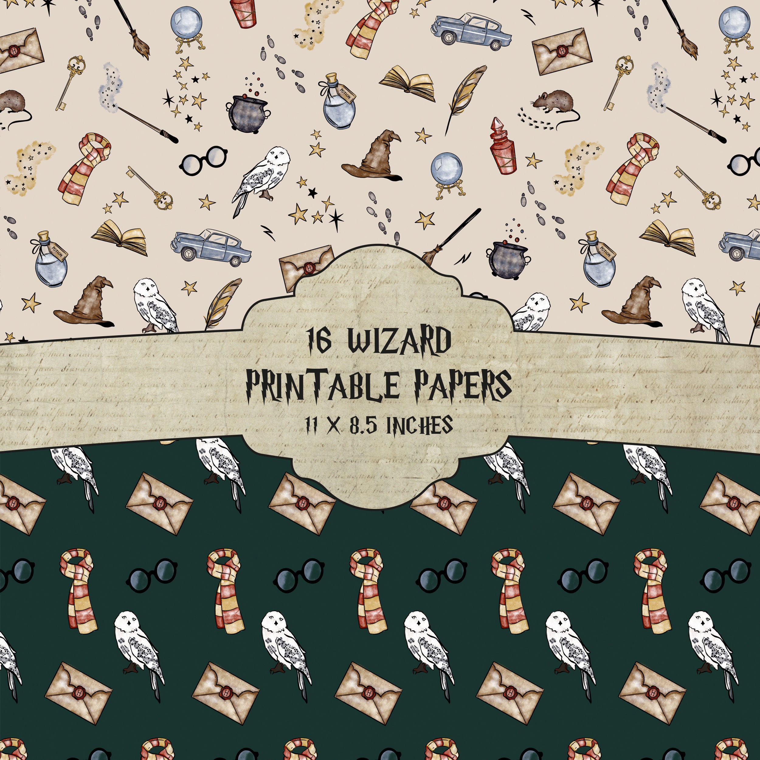 Wizard Pattern Pastel Digital Paper: Magic Junk Journal and Scrapbook ...