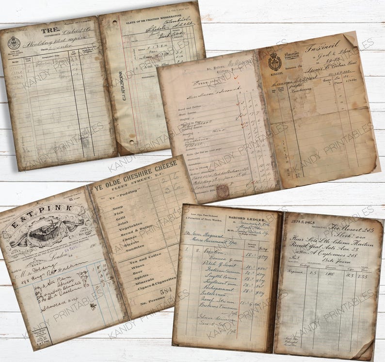 Vintage Receipts & Ledgers Ephemera: Journal Pages (digital Download ...