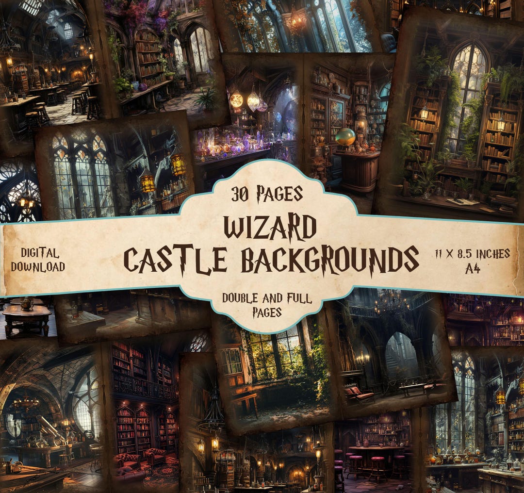 Wizard Castle Backgrounds: 30 Printable Pages (digital Download) Witch ...
