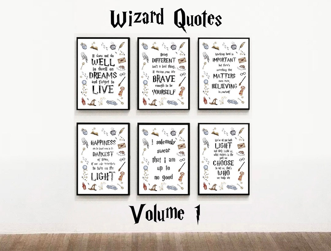 Wizard Quotes Wall Art Prints: Magic and Inspirational Decor, Set of 6 ...