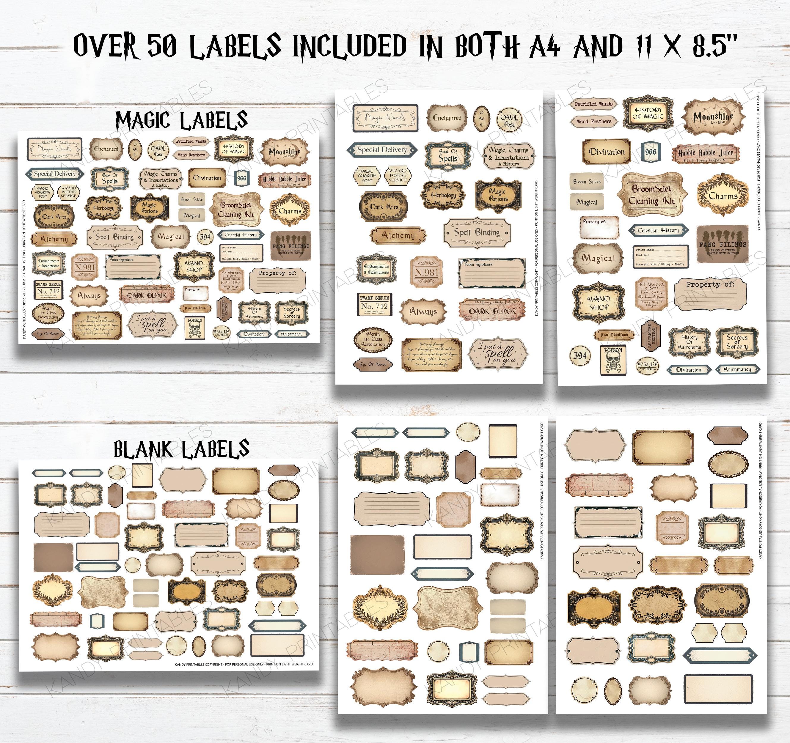 Wizard Labels and Tags: Scrapbook Printable Ephemera (digital Download ...