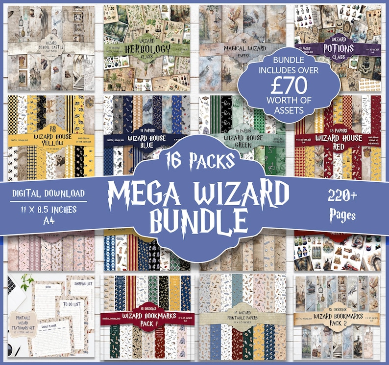 Wizard Junk Journal Kit: Mega Bundle Includes 16 Packs (digital ...