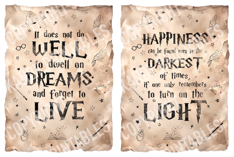 Wizard Inspirational Quotes Wall Art Prints, Set of 6 (digital Download ...