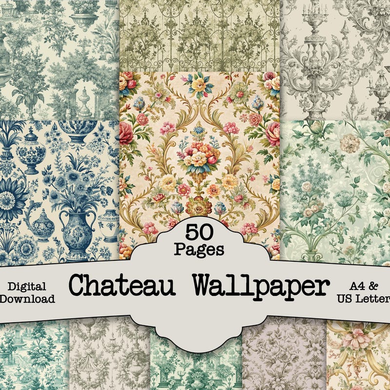 Colonial Wallpaper Blue - Etsy