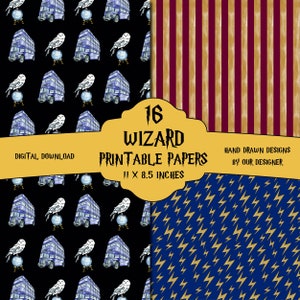 Wizard Pattern Digital Paper: Magic Junk Journal and Scrapbook Designs ...