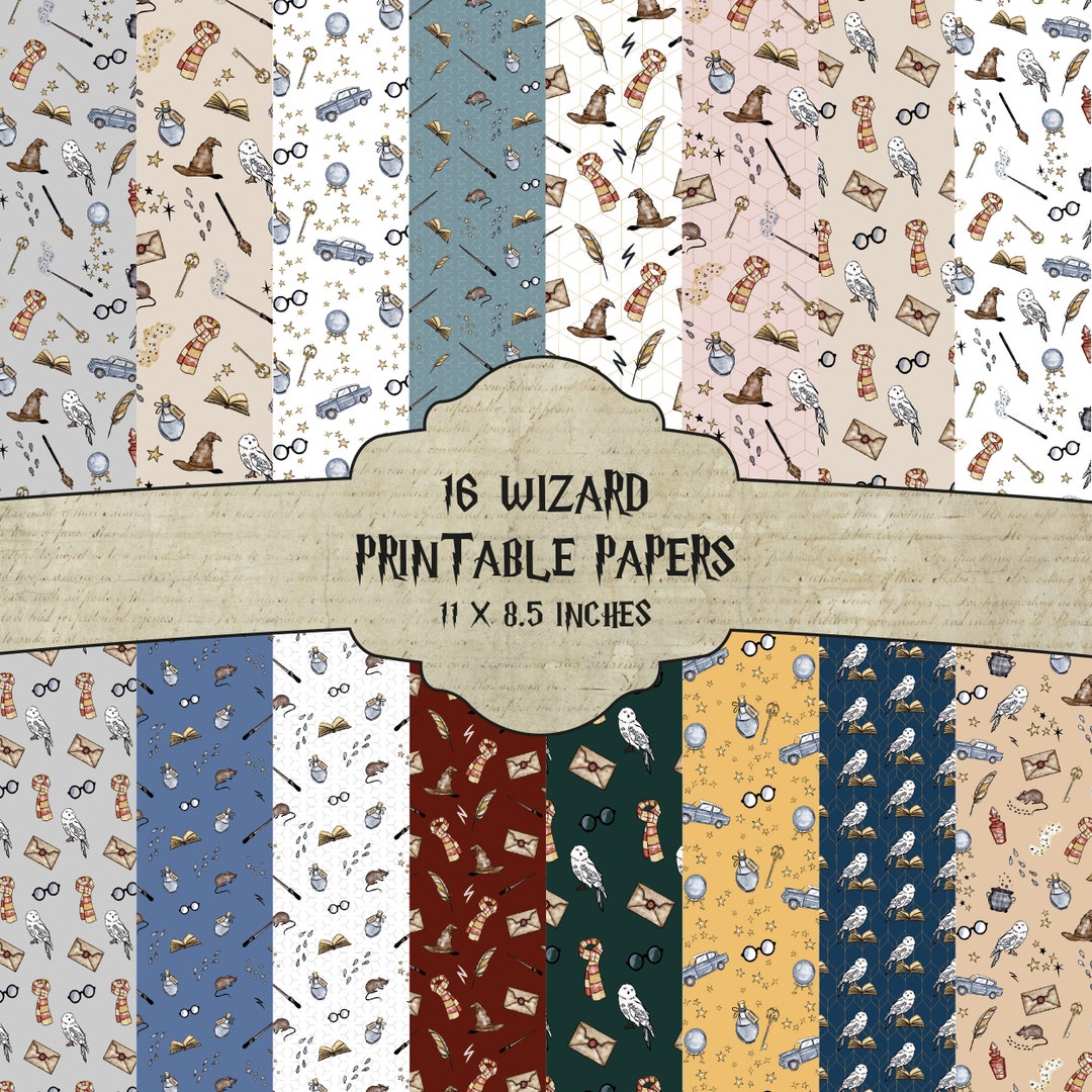 Wizard Pattern Pastel Digital Paper: Magic Junk Journal and Scrapbook ...