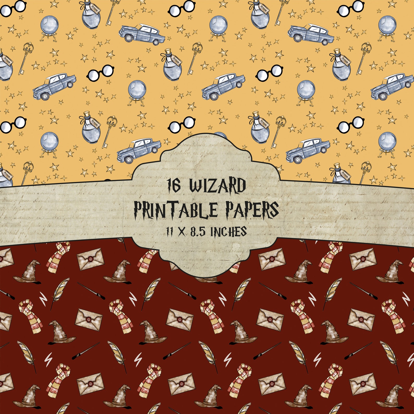 Wizard Pattern Pastel Digital Paper: Magic Junk Journal and Scrapbook ...