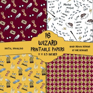 Wizard Pattern Digital Paper: Magic Junk Journal and Scrapbook Designs ...