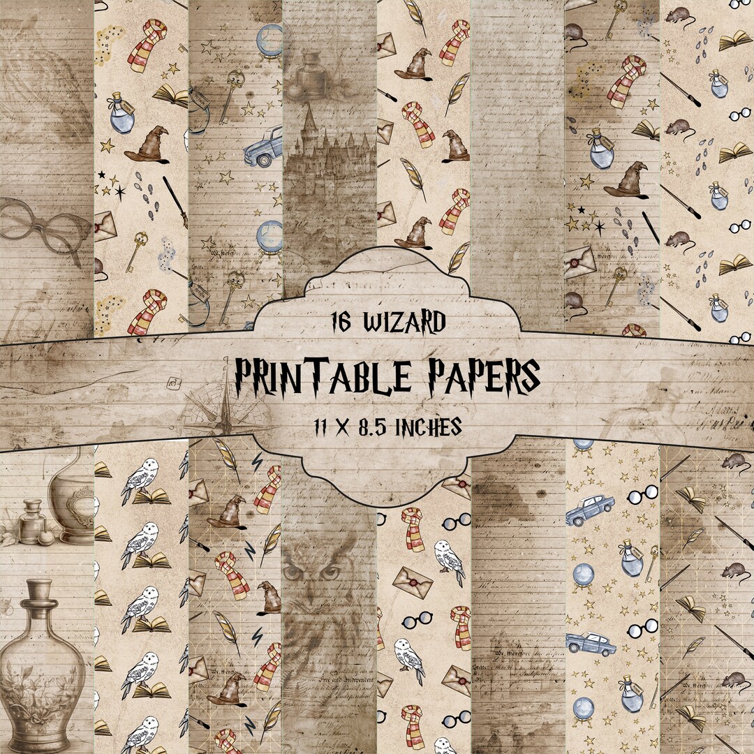 Wizard School Vintage Digital Paper: Sepia Junk Journal and Scrapbook ...