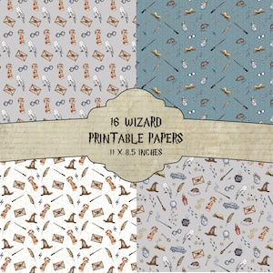 Wizard Pattern Pastel Digital Paper: Magic Junk Journal and Scrapbook ...