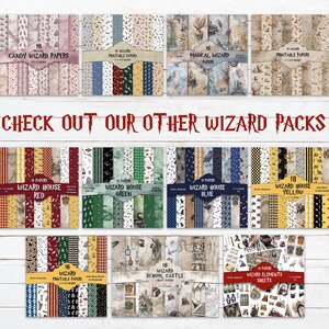 Set of 16 - Wizard Pattern Digital Paper, Wizard Junk Journal, Magic ...