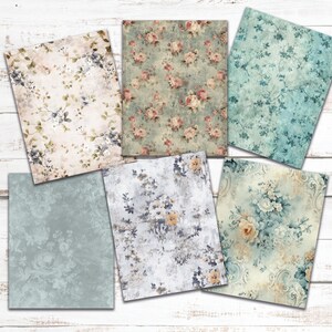 Vintage Floral Journal Pages: Shabby Chic Scrapbook Paper (digital ...