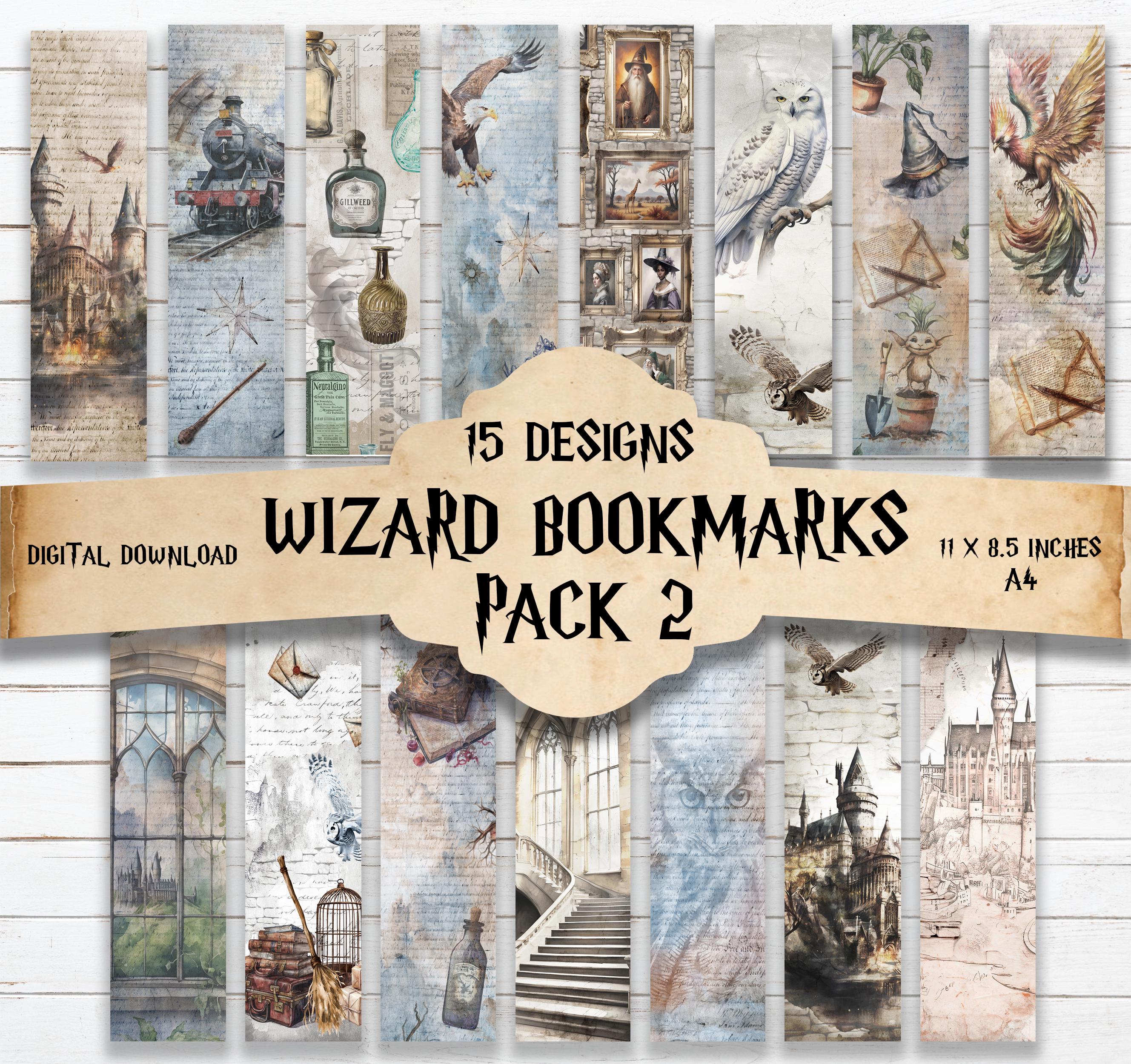 Set of 15 - Wizard Bookmarks - Pack 2, Vintage Majestic, Book, Mark ...