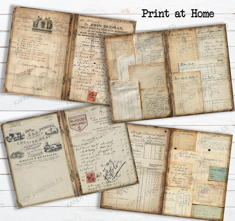 Vintage Receipts & Ledgers Ephemera: Journal Pages (digital Download ...
