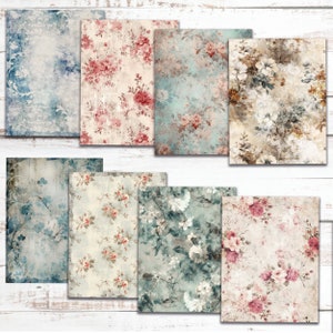 Vintage Floral Journal Pages: Shabby Chic Scrapbook Paper (digital ...
