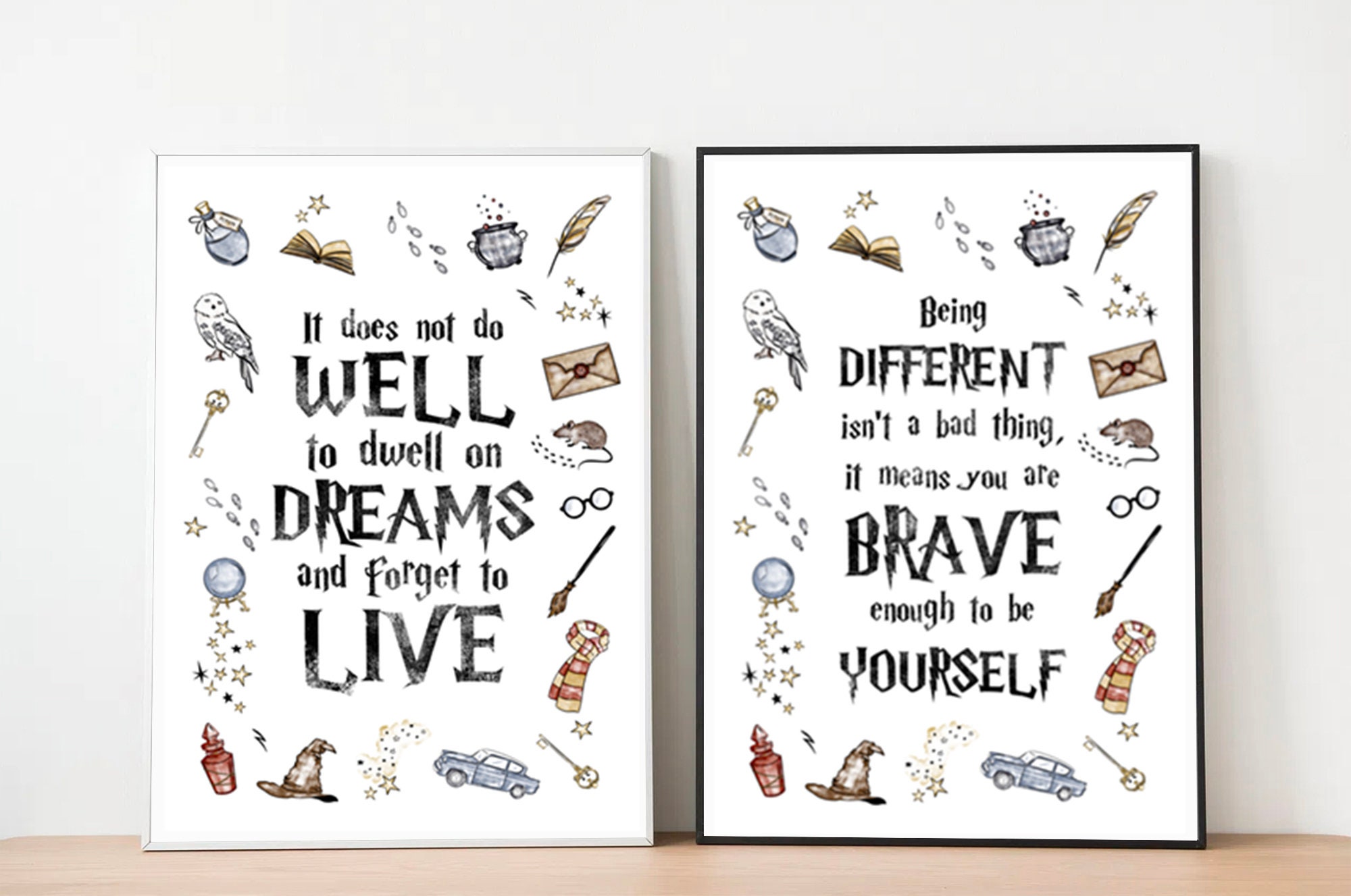 Wizard Quotes Wall Art Prints: Magic and Inspirational Decor, Set of 6 ...