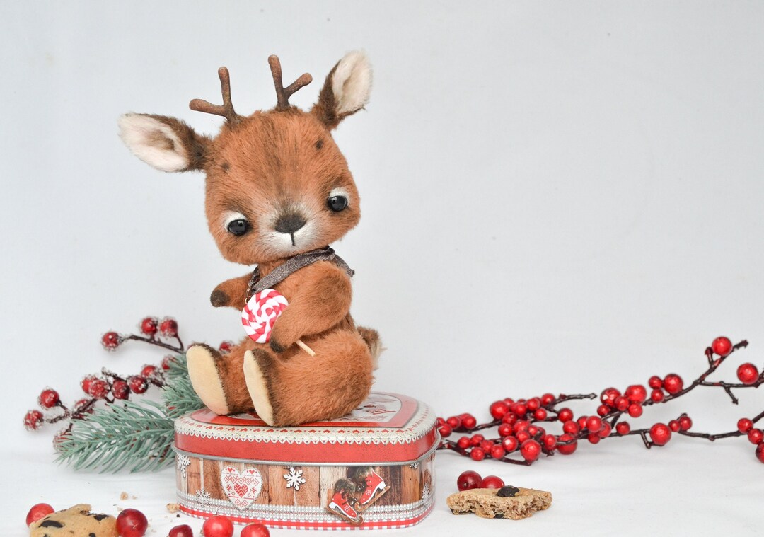 Artist Teddy Fawn Toy Artist Teddy Bear Toy Christmas Deer Toy Ooak ...