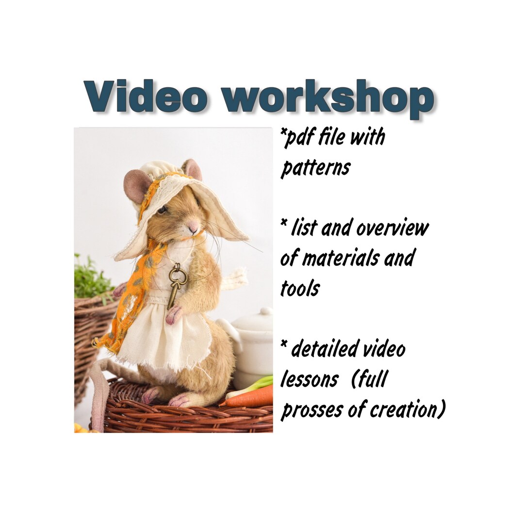 Teddy PDF Sewing Pattern Mouse Toy Sewing Video Tutorial Stuffed Animal ...