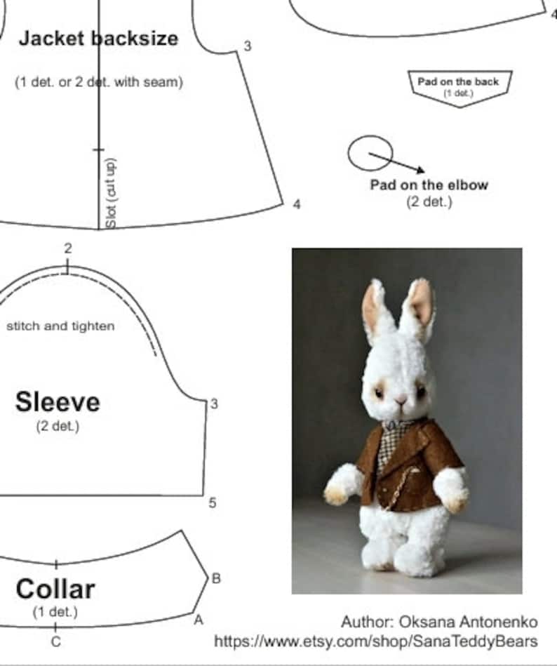PDF Sewing Pattern Teddy Bear Pattern Bunny Rabbit Pattern Download ...