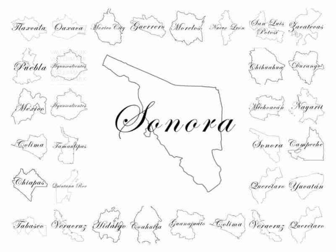 Sonora Mexico Map (svg, Png, Eps, Pdf) Print File (digital Download) - Etsy